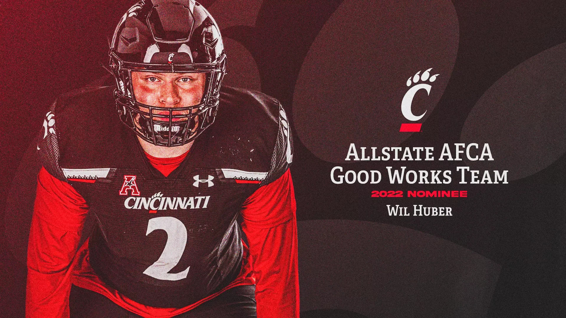Huber Named to Allstate's AFCA Good Works Preseason Team - University ...