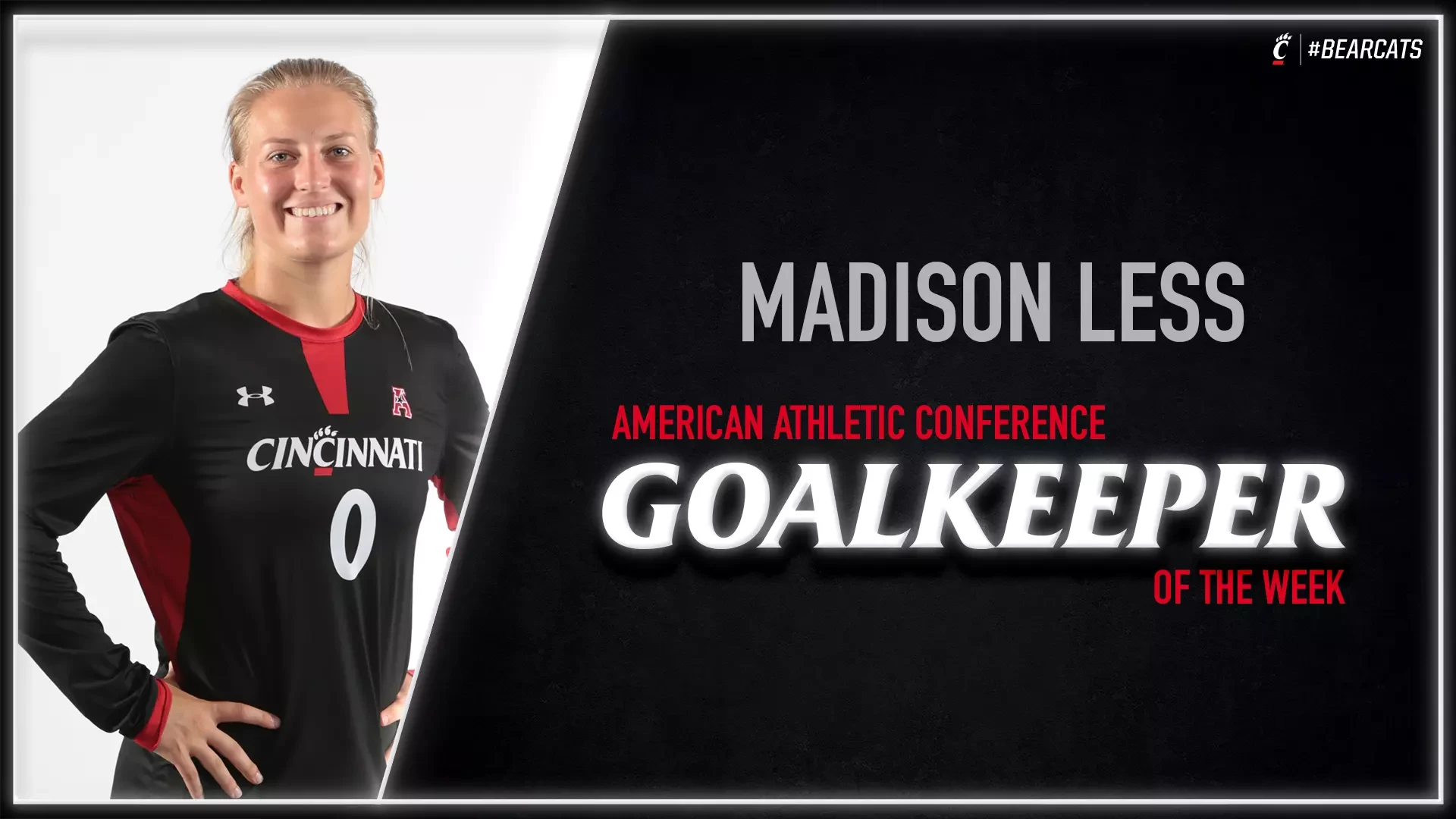 Less Named AAC Goalkeeper of the Week - University of Cincinnati ...
